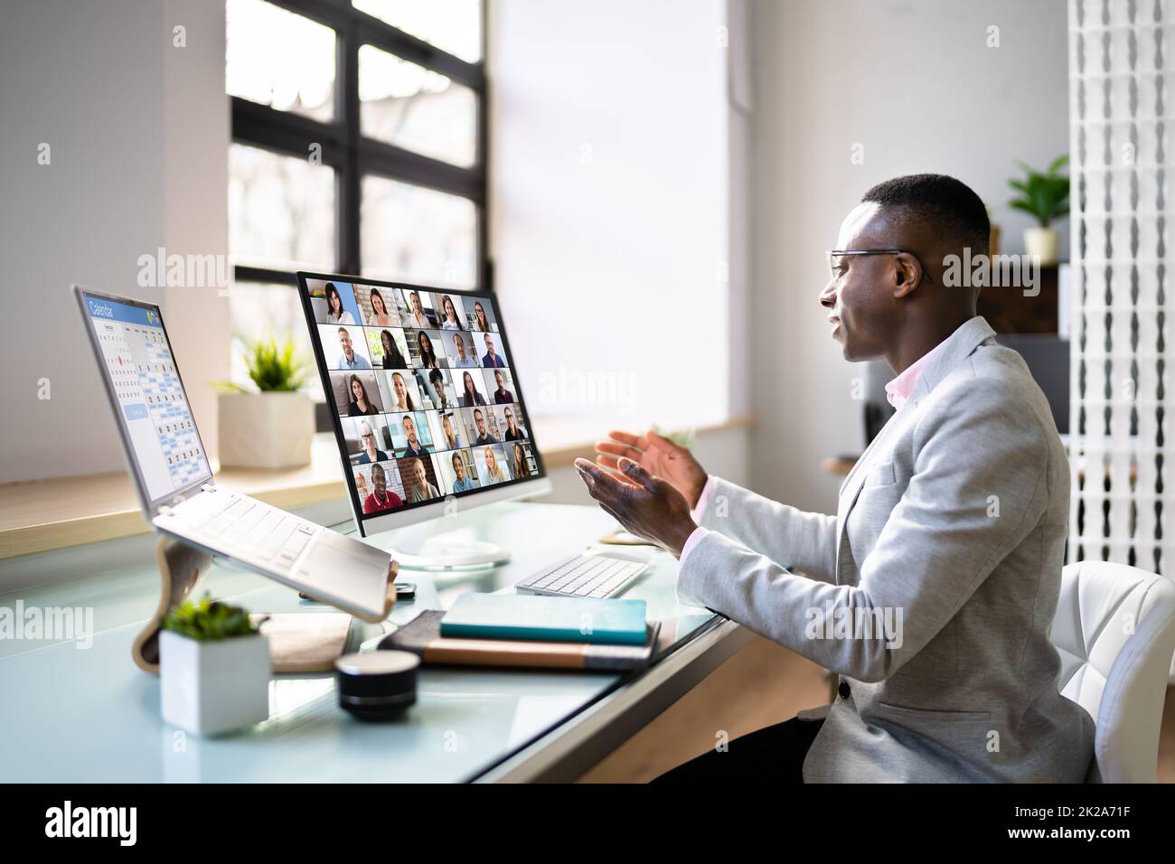 Virtual Telework Webinar And Learning Presentation Conference Stock ...