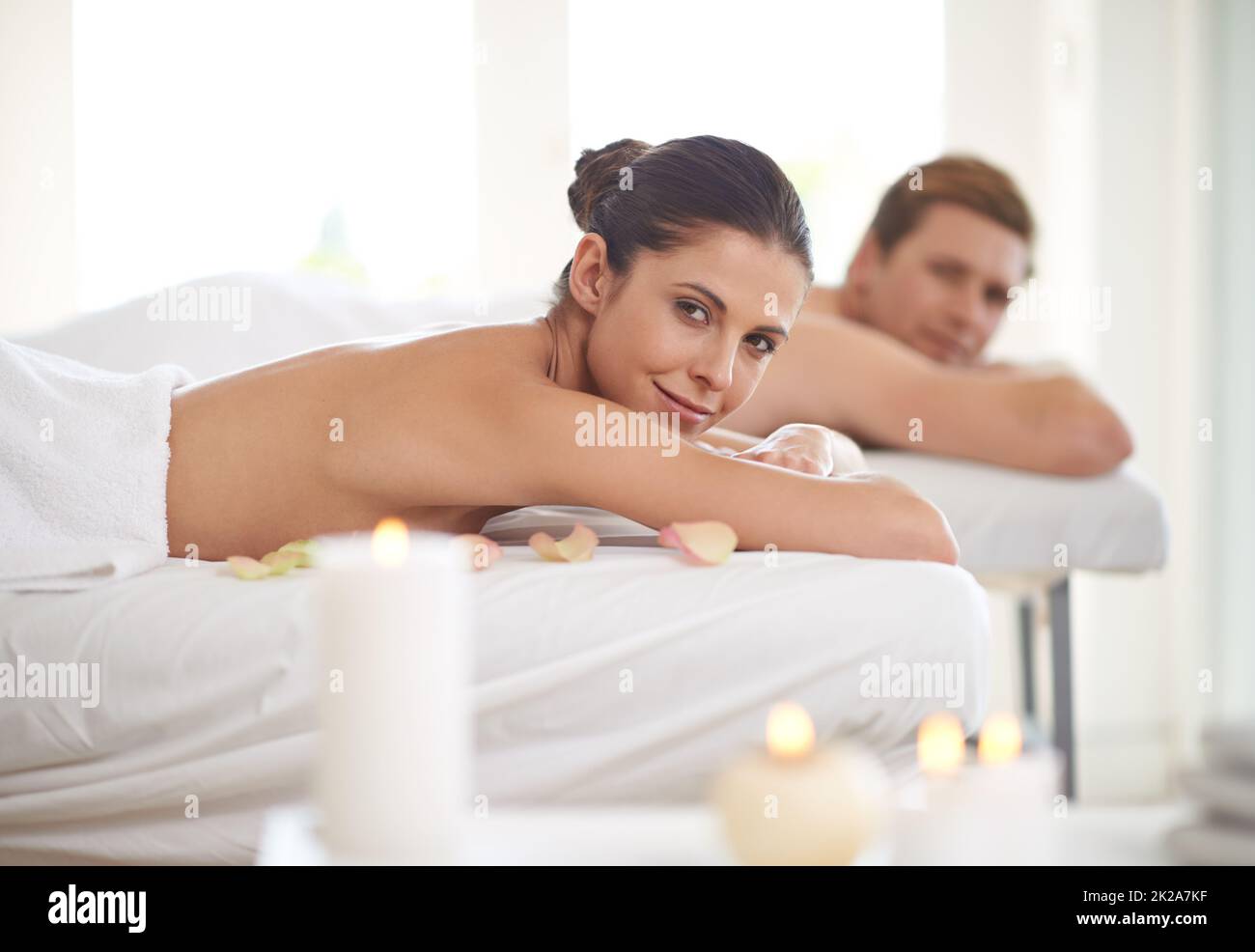 Young couple man massaging woman hi-res stock photography and images - Alamy