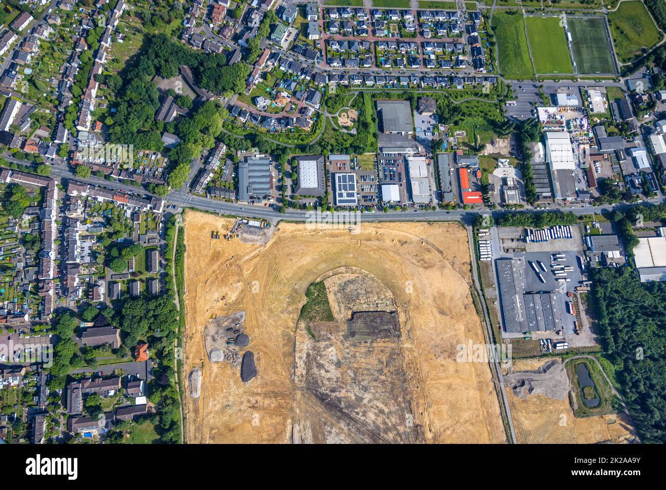 Aerial view of the former trotting track Recklinghausen with adjacent ...