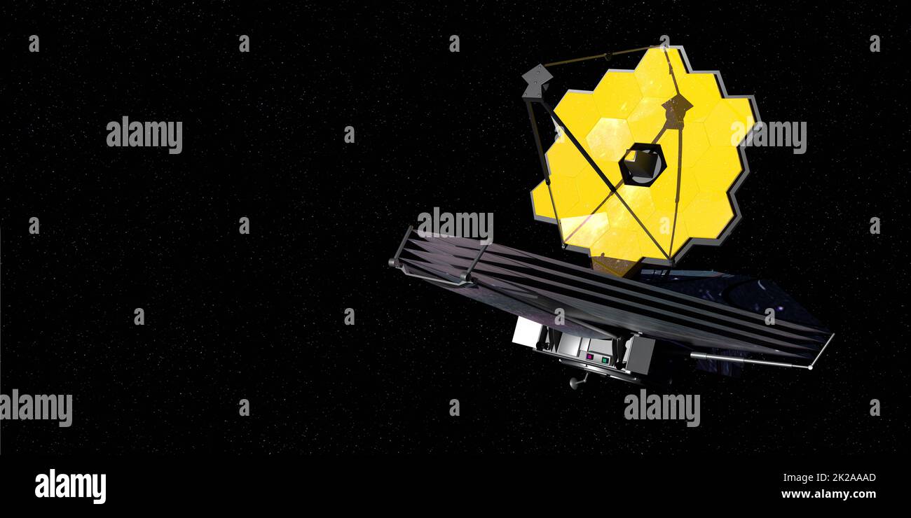 James Webb Space Telescope traveling and exploring deep space against ...