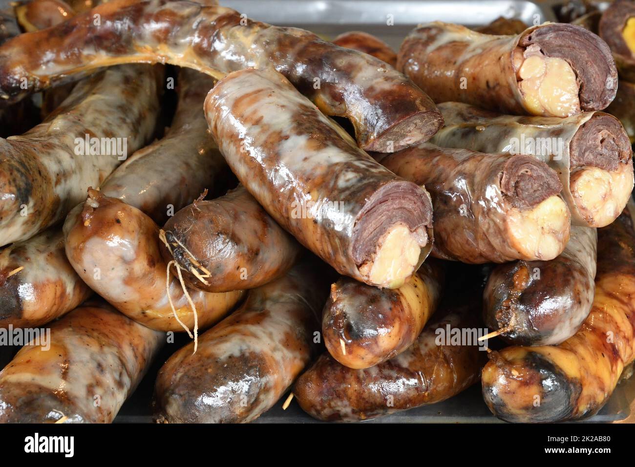 Qazı is a traditional sausage food from horse meat. Sold in Kyrgyzstan ...