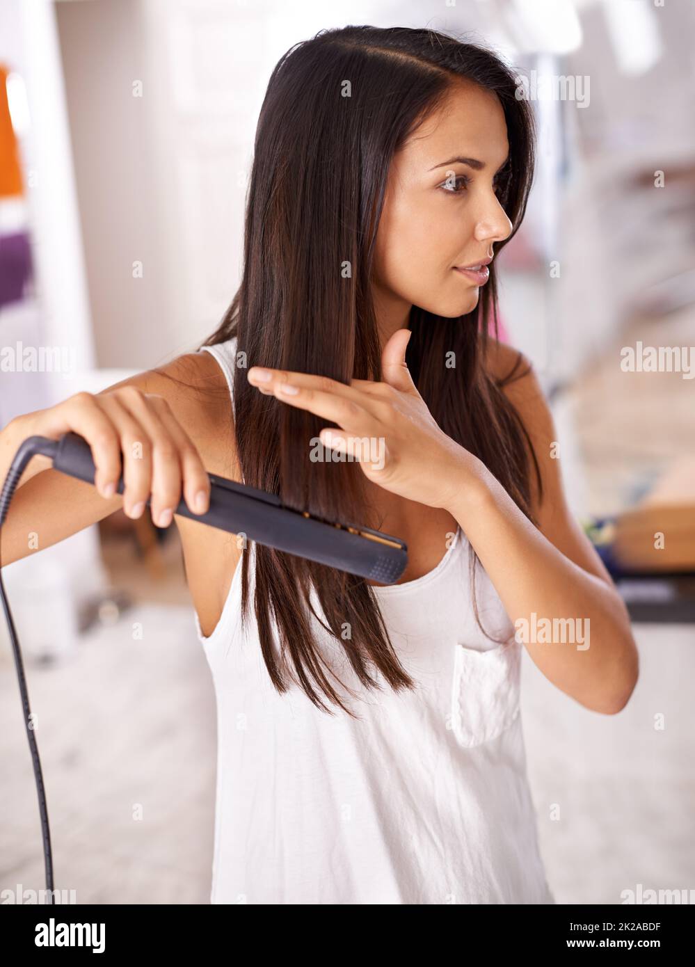 Going for the straight look today. a beautiful young woman ...