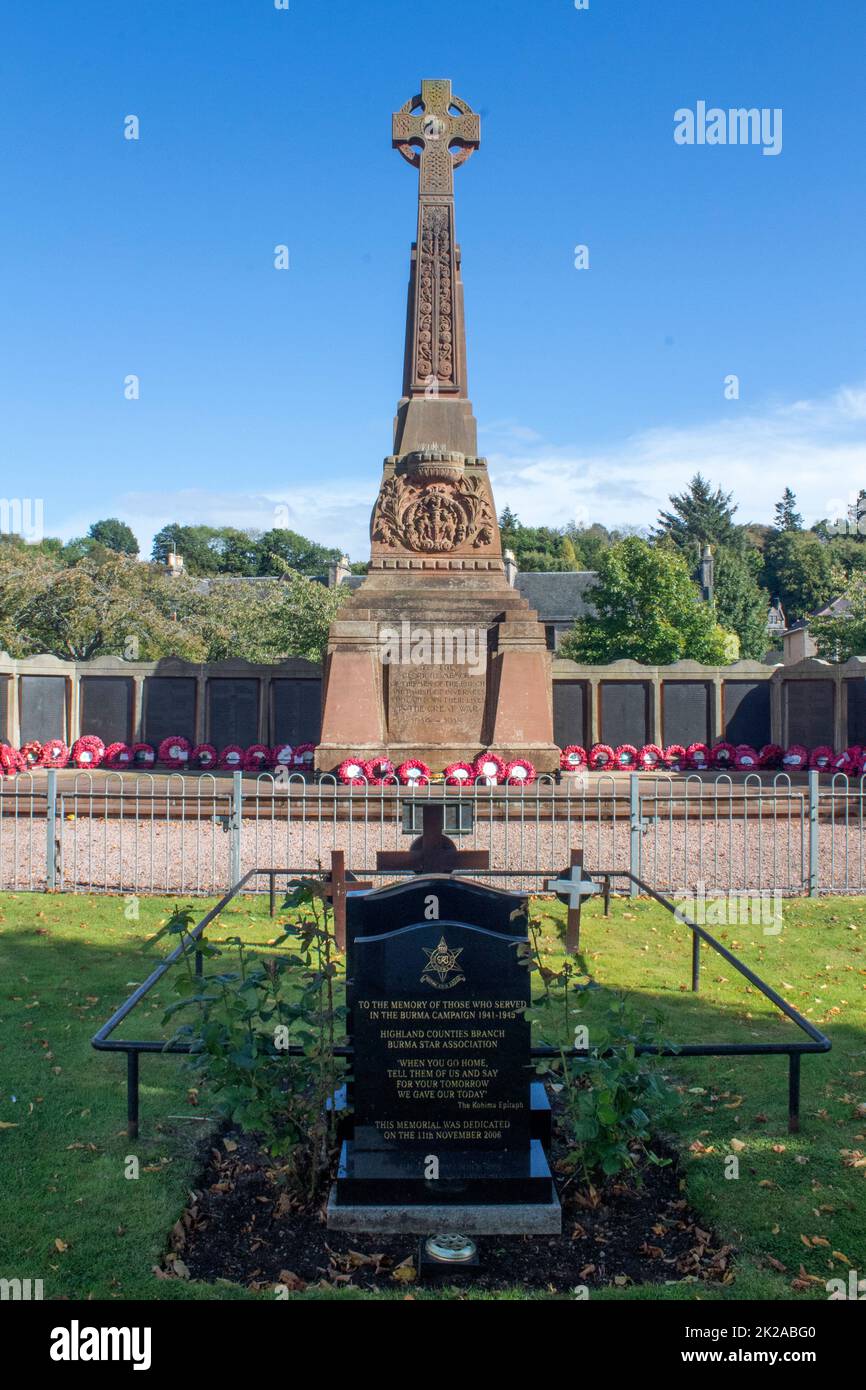 Inverness war memorial in the Edith Cavell Gardens, Inverness, Scotland ...