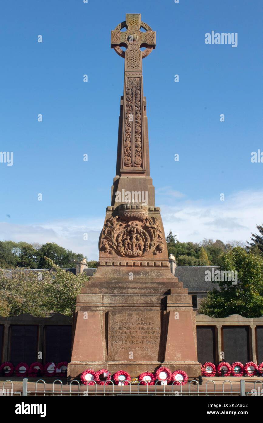 Inverness war memorial in the Edith Cavell Gardens, Inverness, Scotland ...