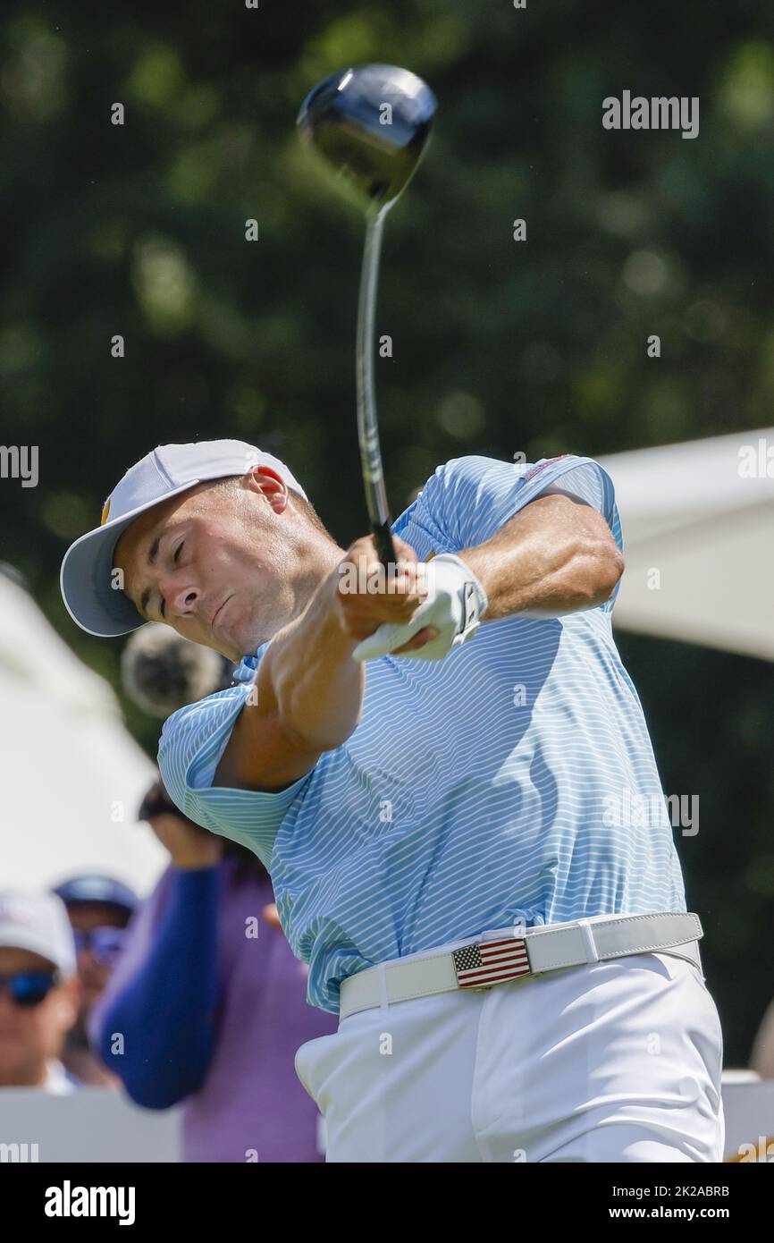 Charlotte, United States. 22nd Sep, 2022. Jordan Spieth tees off on the ...