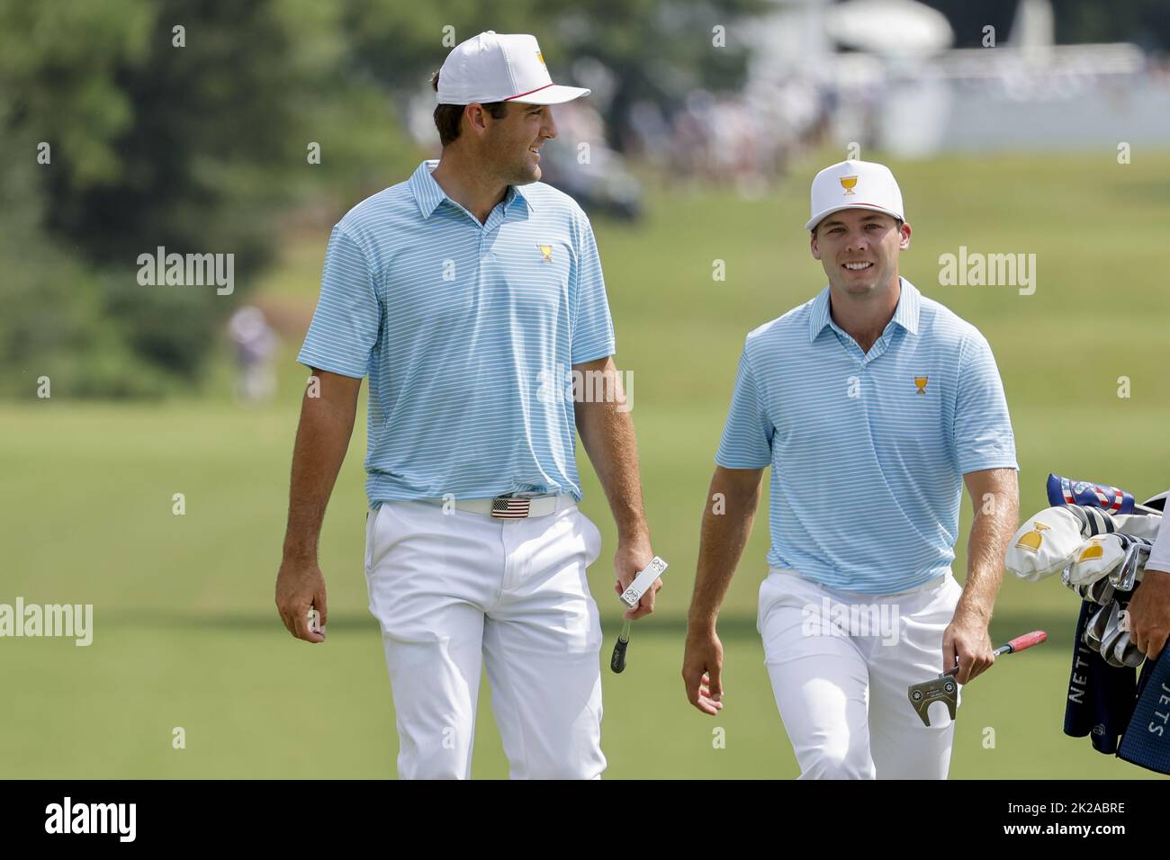 Charlotte, United States. 22nd Sep, 2022. Scottie Scheffler, left, and ...