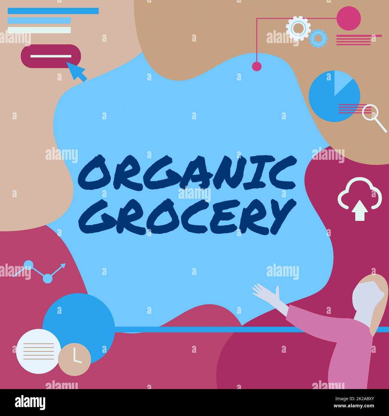 Handwriting text Organic Grocery. Business idea market with foods grown ... Handwriting text Organic Grocery. Business idea market with foods grown ...