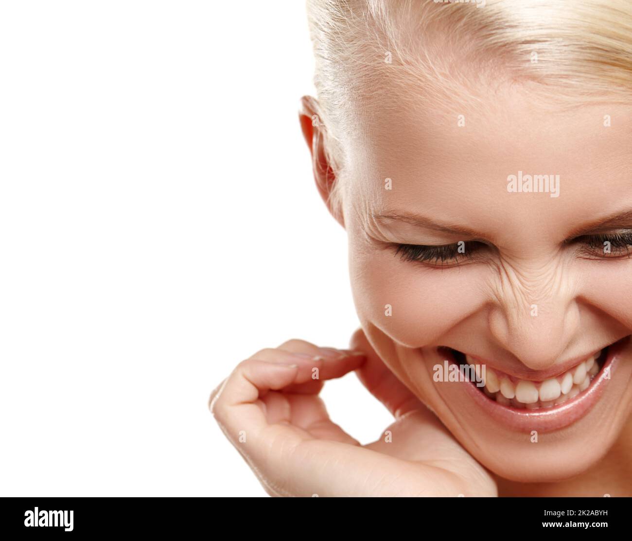 Blonde woman laughing hi-res stock photography and images - Alamy