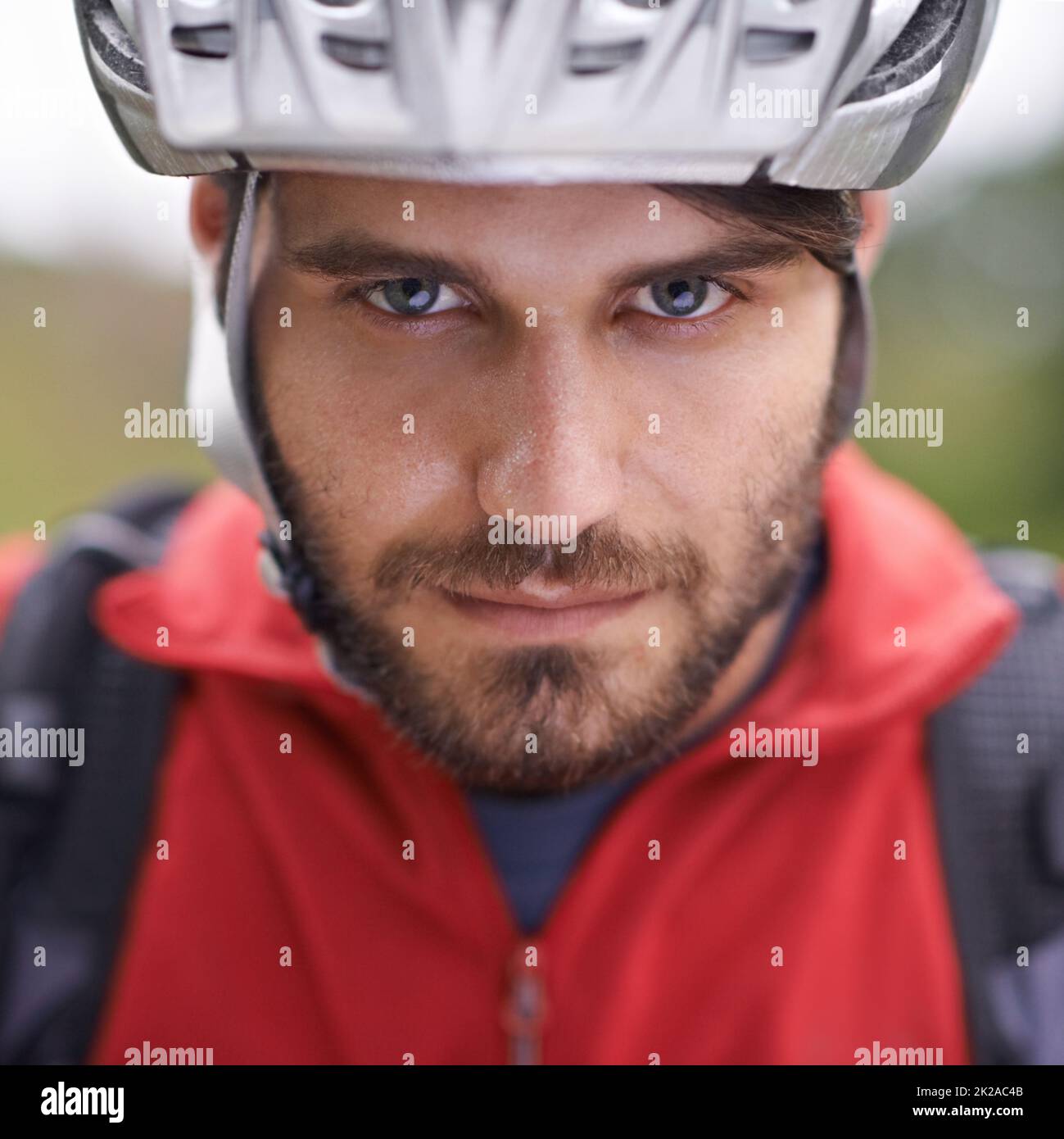 Can you handle the speed. Closeup portrait of a cyclist wearing a ...