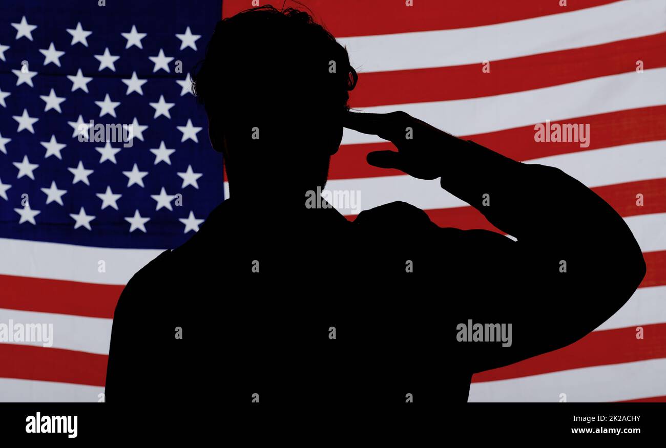 American Soldier Saluting Silhouette