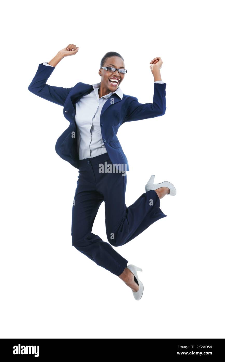 Business Woman Jumping For Joy
