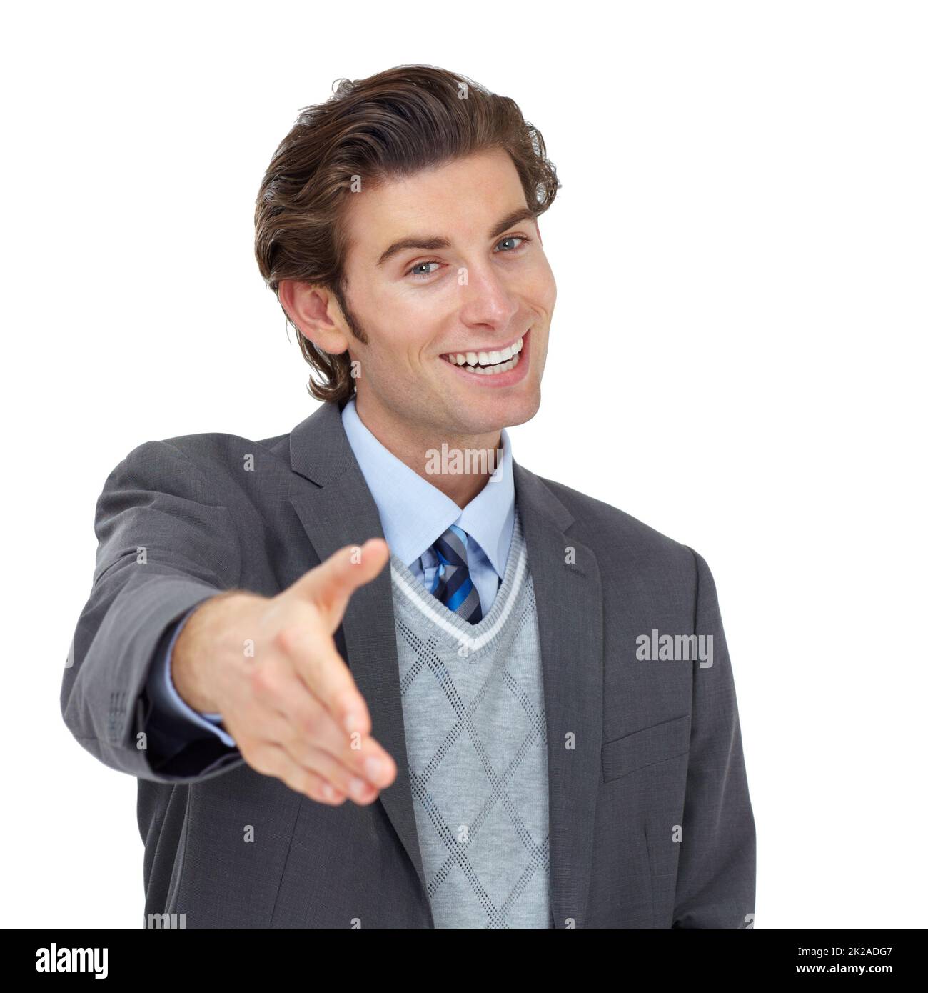Smiling man white background handshake hi-res stock photography and ...