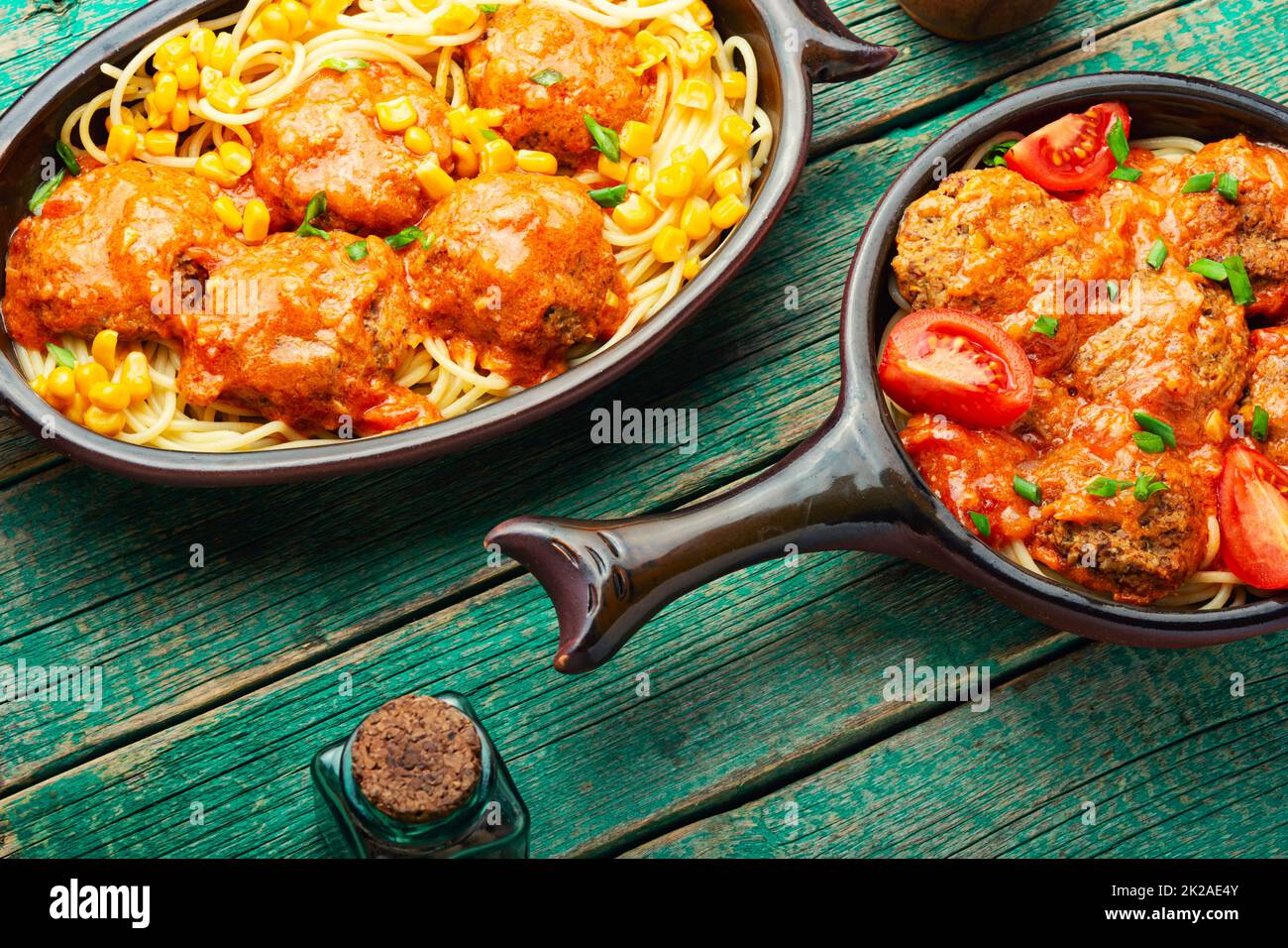 Vegan falafel and pasta, top view Stock Photo - Alamy