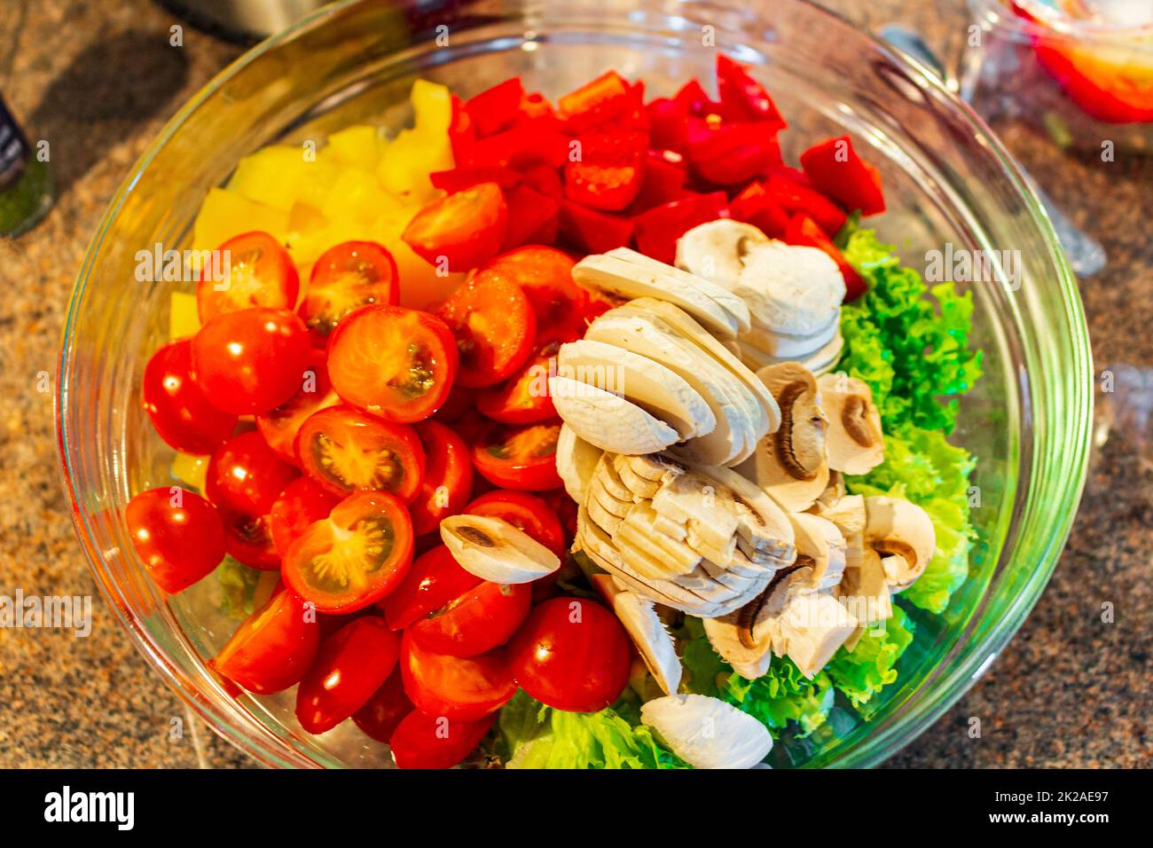 Colorful vegetables greens food cut and served in a bowl Stock Photo ...