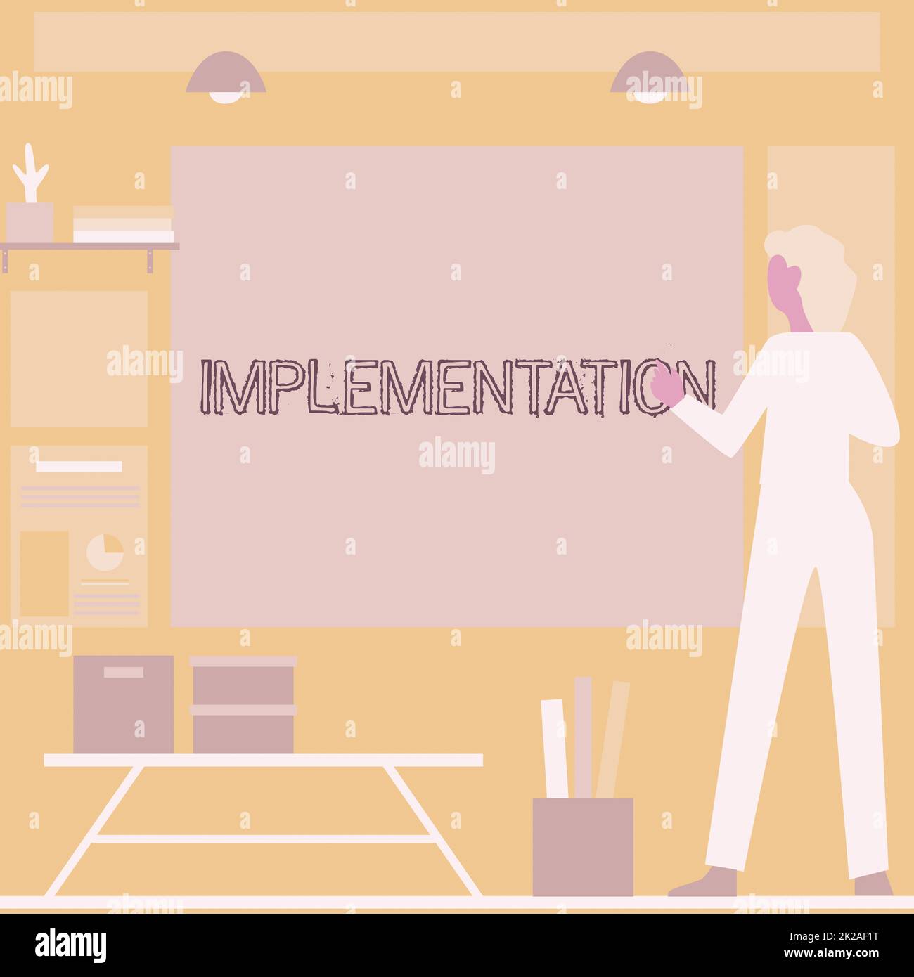 Writing Displaying Text Implementation Business Idea The Process Of Making Something Active Or