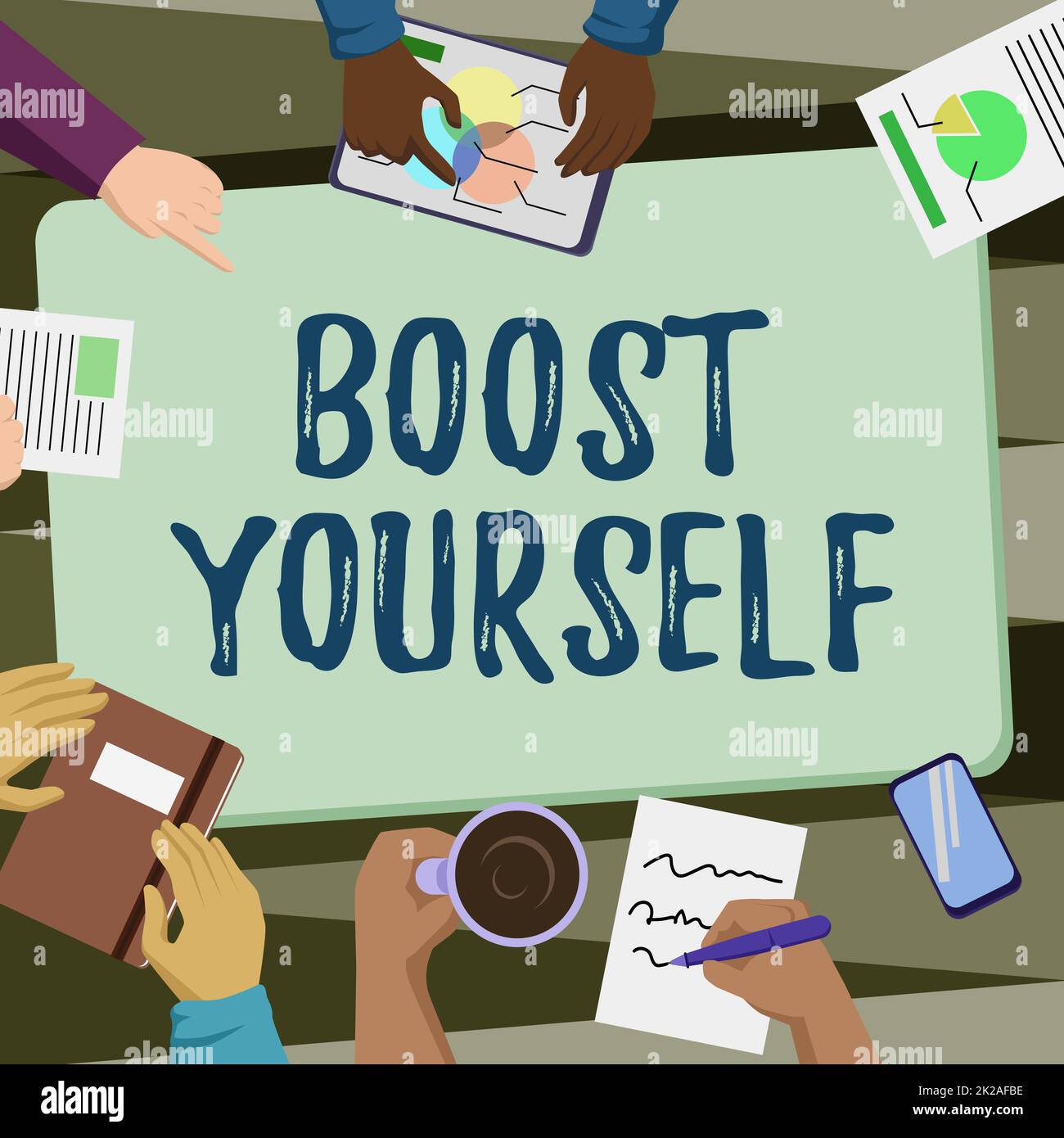 Hand writing sign Boost Yourself. Conceptual photo to make yourelf feel ...