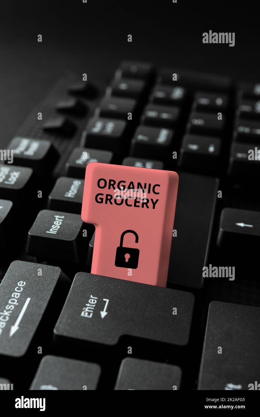 Sign displaying Organic Grocery. Business concept market with foods ... Sign displaying Organic Grocery. Business concept market with foods ...