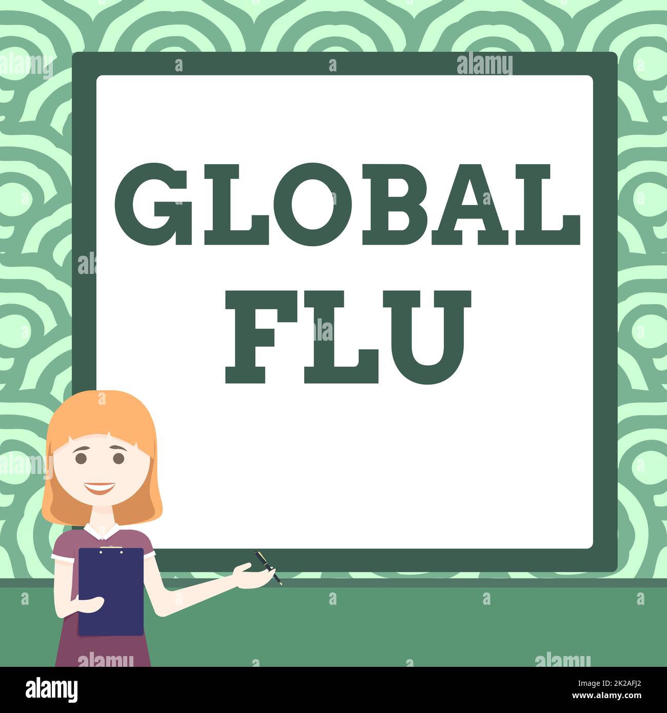 Text sign showing Global Flu. Word for Common communicable illness ...