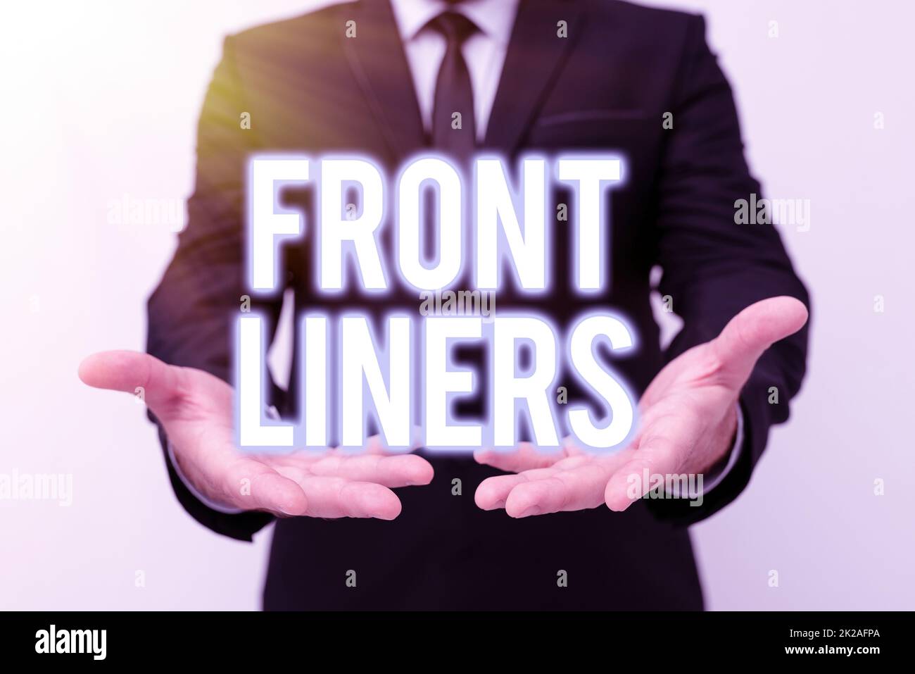 Conceptual display Frontliners. Word Written on most important or ...