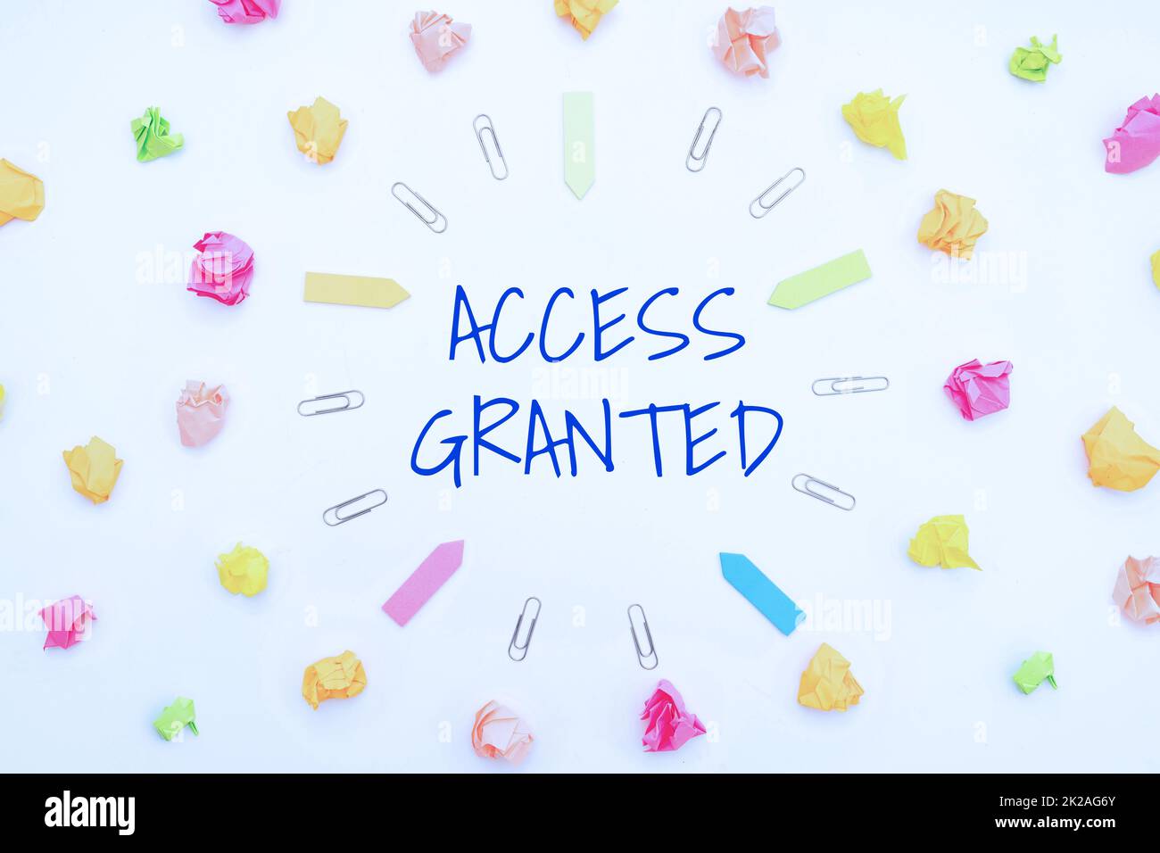 Text caption presenting Access Granted. Business overview admittance of ...