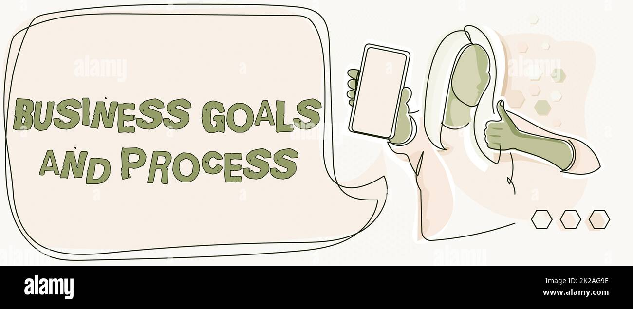 Hand writing sign Business Goals And Process, Business showcase company ...