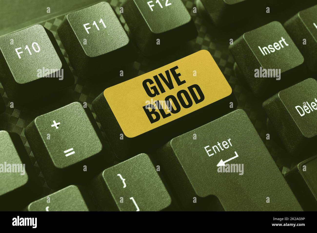 Conceptual caption Give Blood. Business idea a person voluntarily has ...