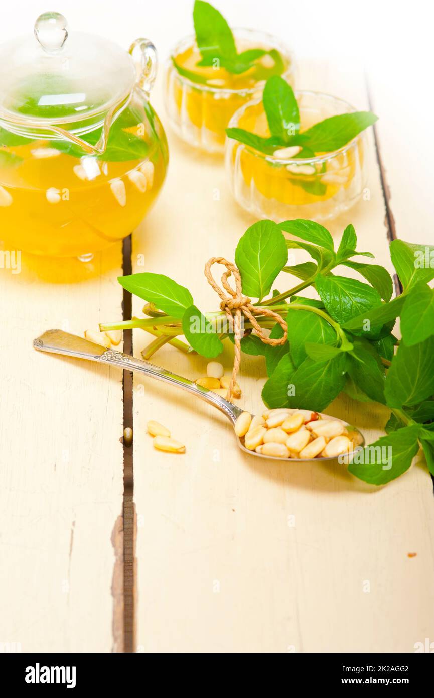 Arab traditional mint and pine nuts tea Stock Photo - Alamy