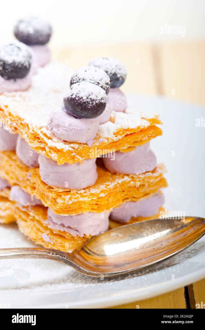 napoleon blueberry cake dessert Stock Photo - Alamy