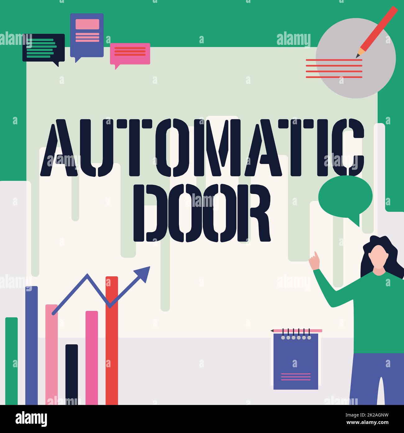 Sign displaying Automatic Door, Word for opens automatically when ...