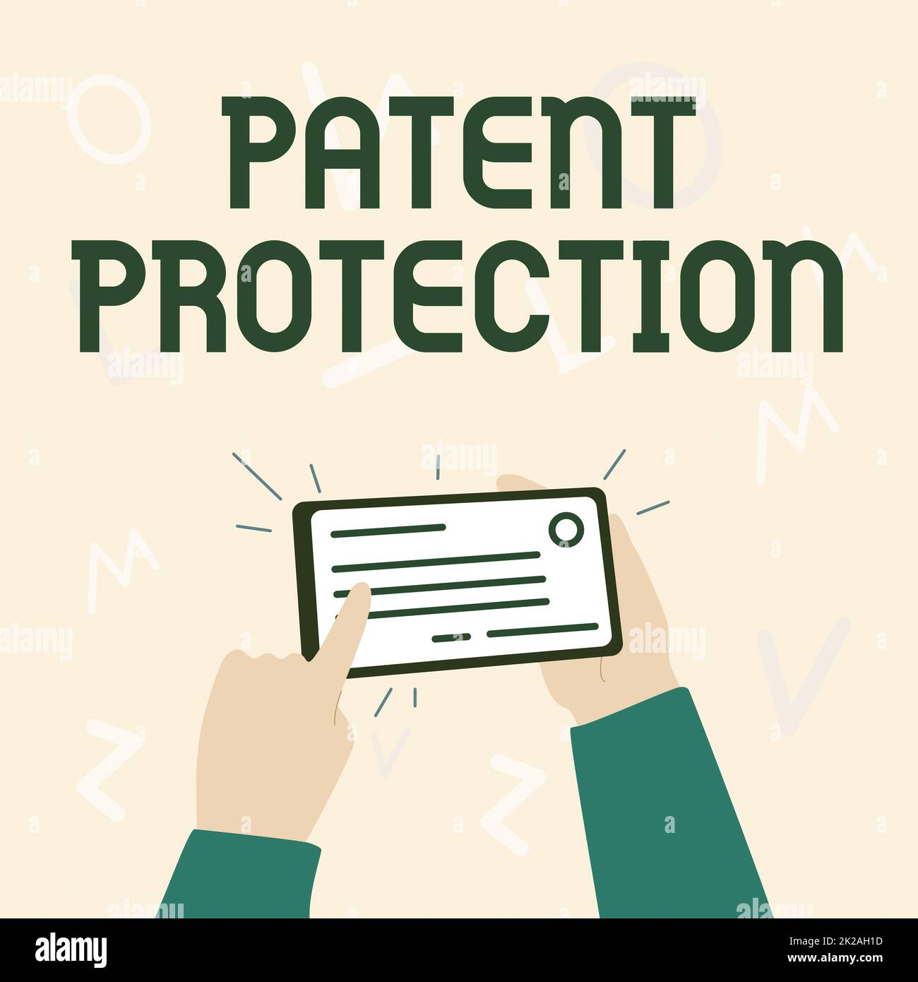 Sign displaying Patent Protection, Business overview provides a person ...