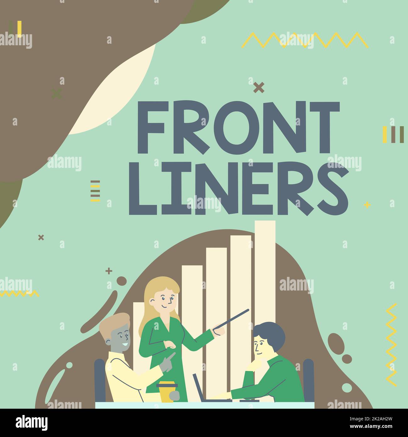 Hand writing sign Frontliners, Business approach most important or ...