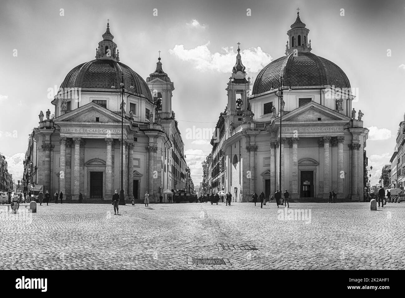 ROME - APRIL 14, 2021: Scenic view of the twin churches in Piazza del ...