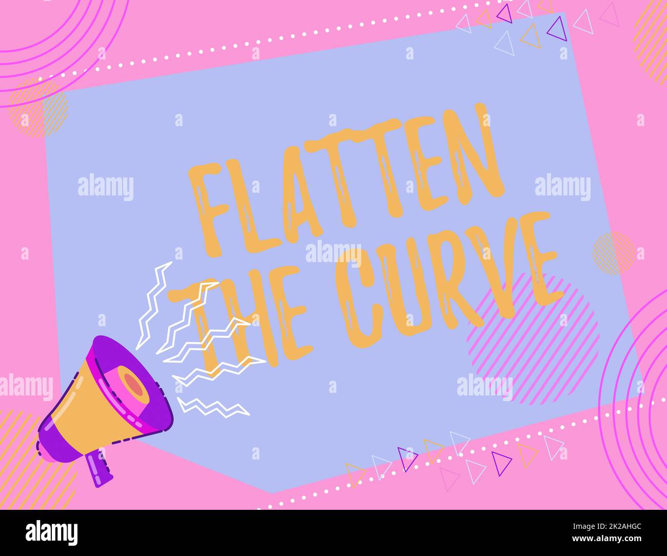 Text sign showing Flatten The Curve, Word for raising an awareness on ...