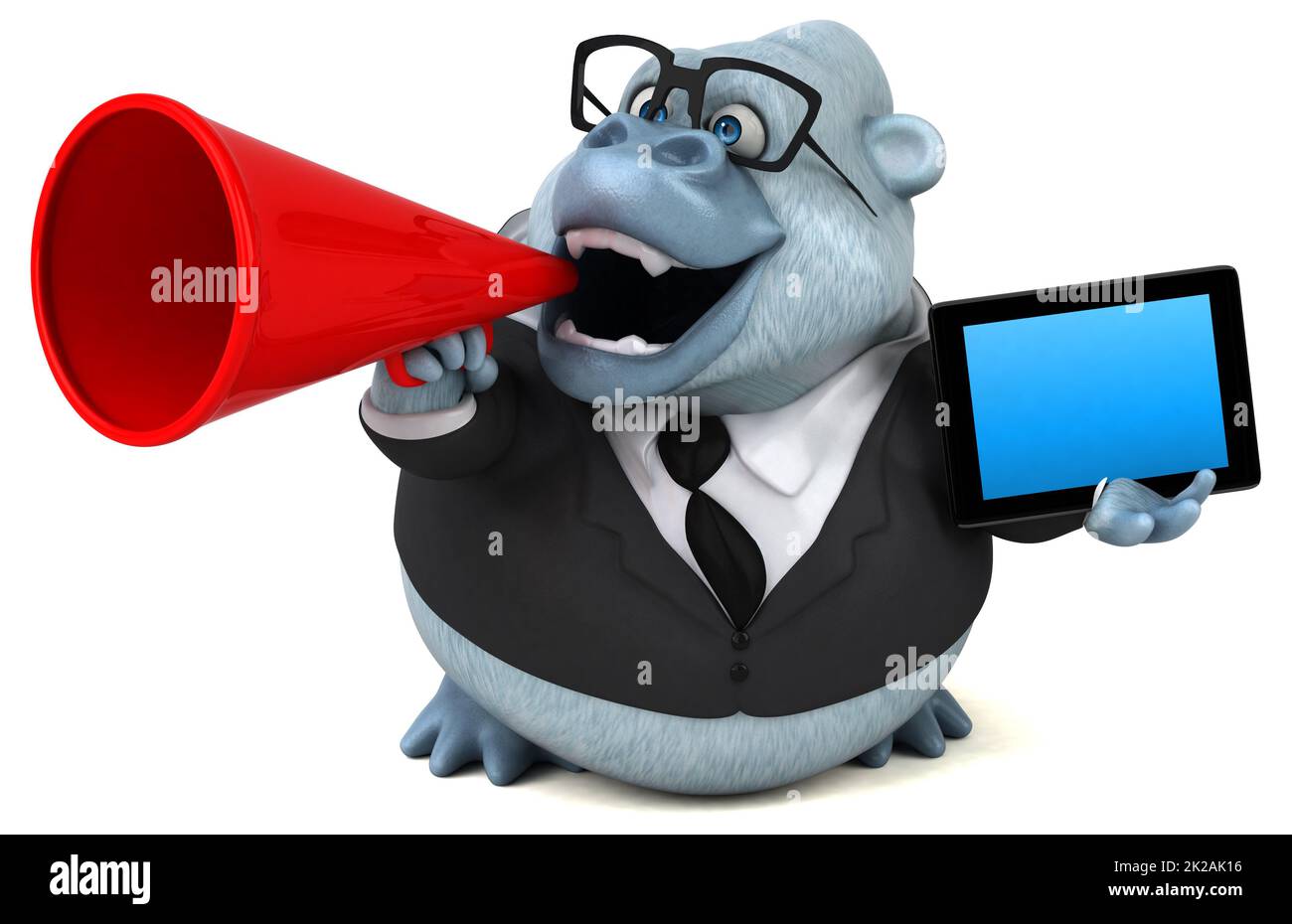 Fun white monkey - 3D Illustration Stock Photo - Alamy