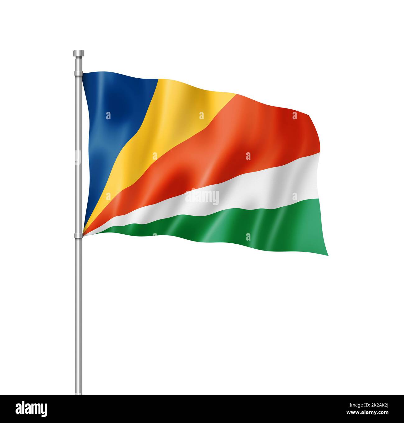 Seychelles flag isolated on white Stock Photo - Alamy