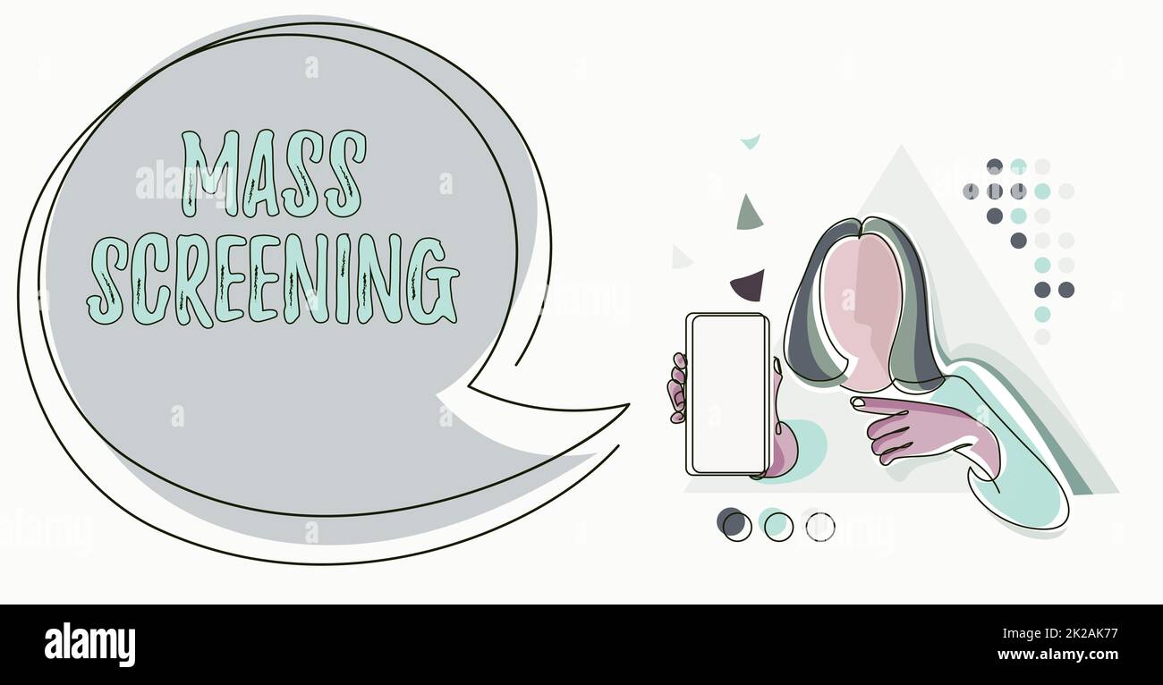 Text caption presenting Mass Screening, Word Written on health ...
