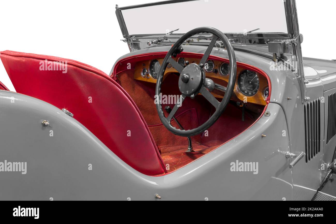 Historic car interior Stock Photo - Alamy