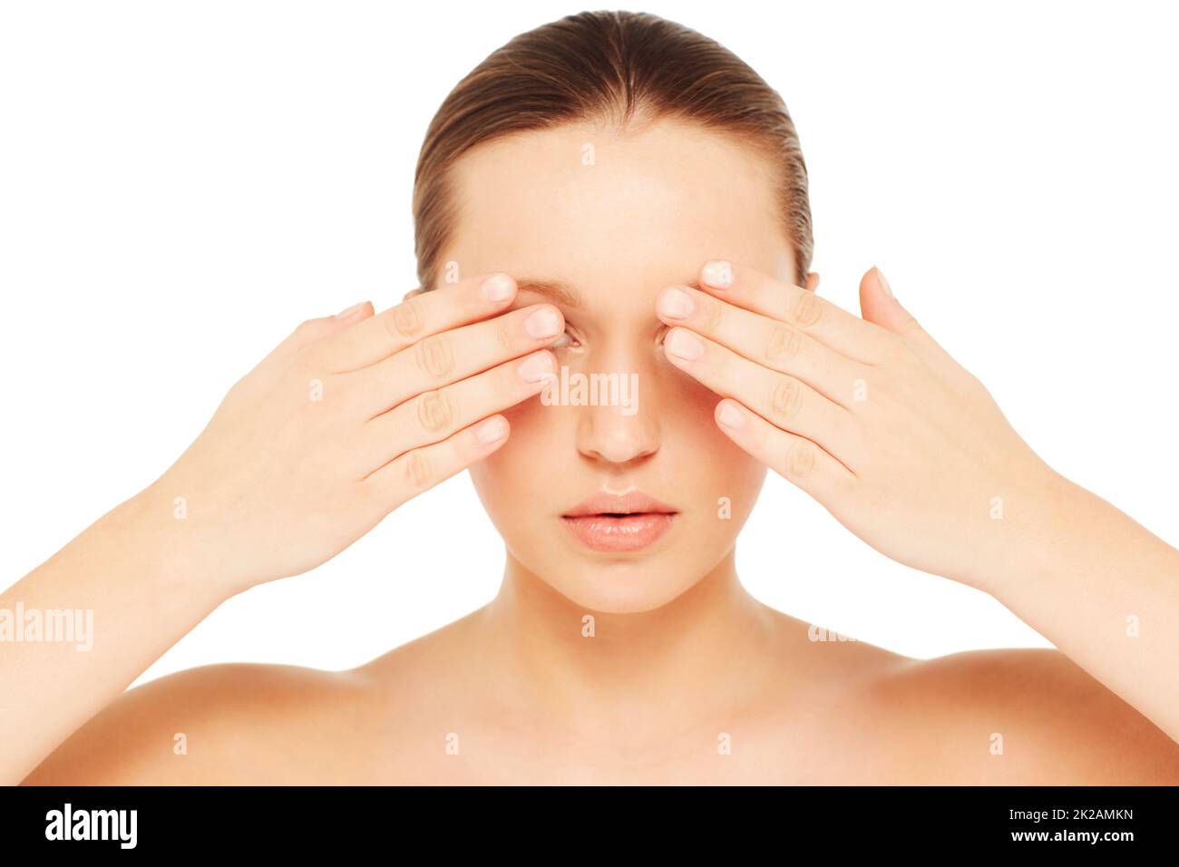 Young woman covering eyes hi-res stock photography and images - Alamy