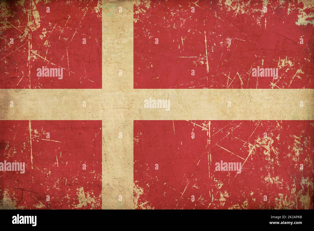 Danish Flag Flat Aged Stock Photo - Alamy