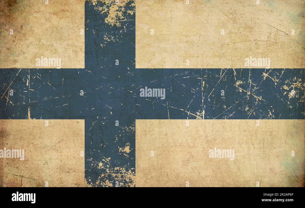 Finnish Flag Flat Aged Stock Photo - Alamy