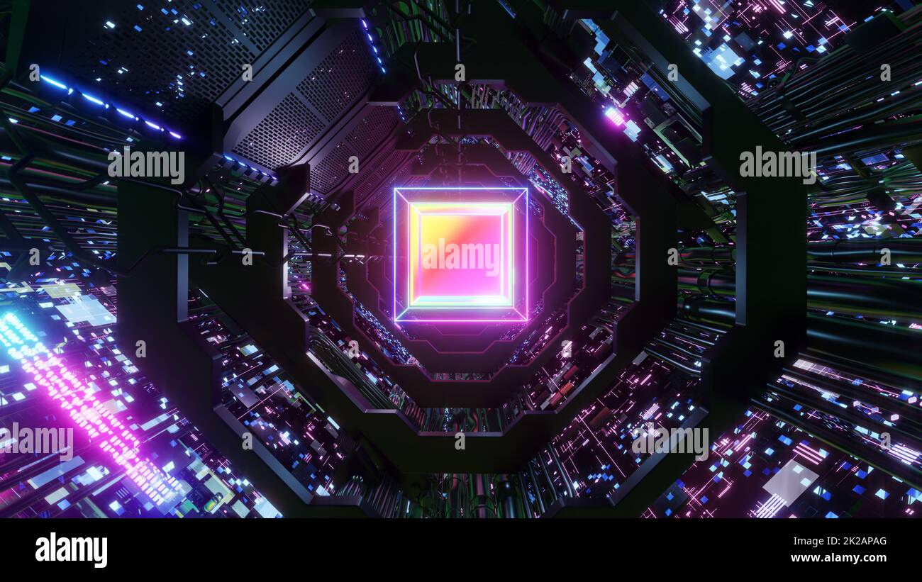 Inside Digital Wiring Network Tunnel Sci-fi Stock Photo - Alamy