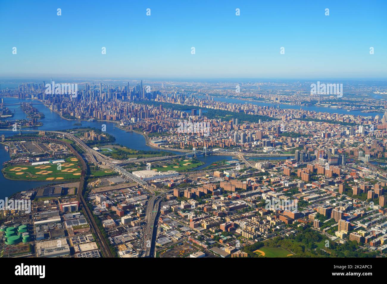 NEW YORK, NY -14 SEP 2022- Aerial view of the Manhattan cityscape in ...