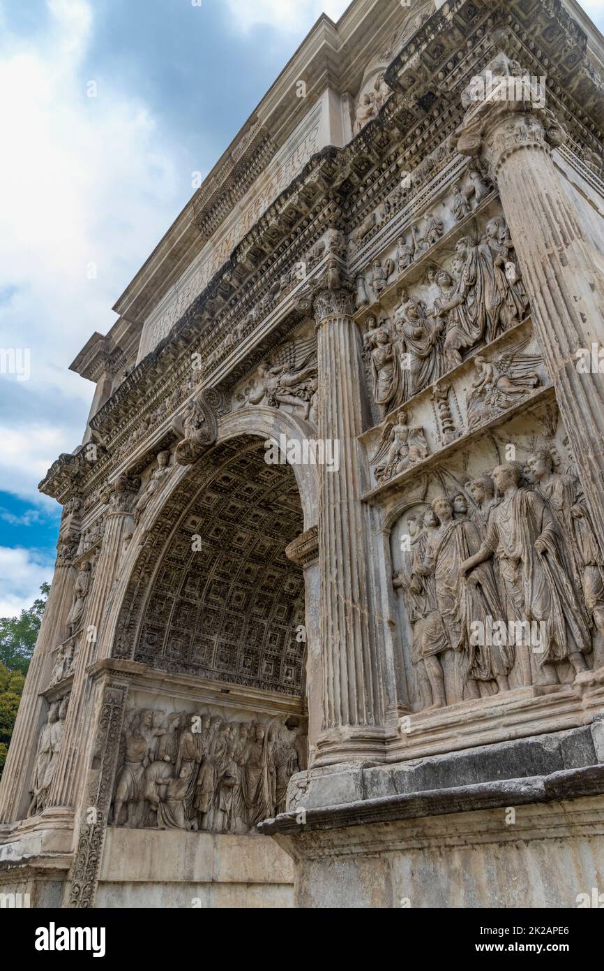 Arch of Trajan, ancient Roman triumphal arch, Benevento, Campania ...