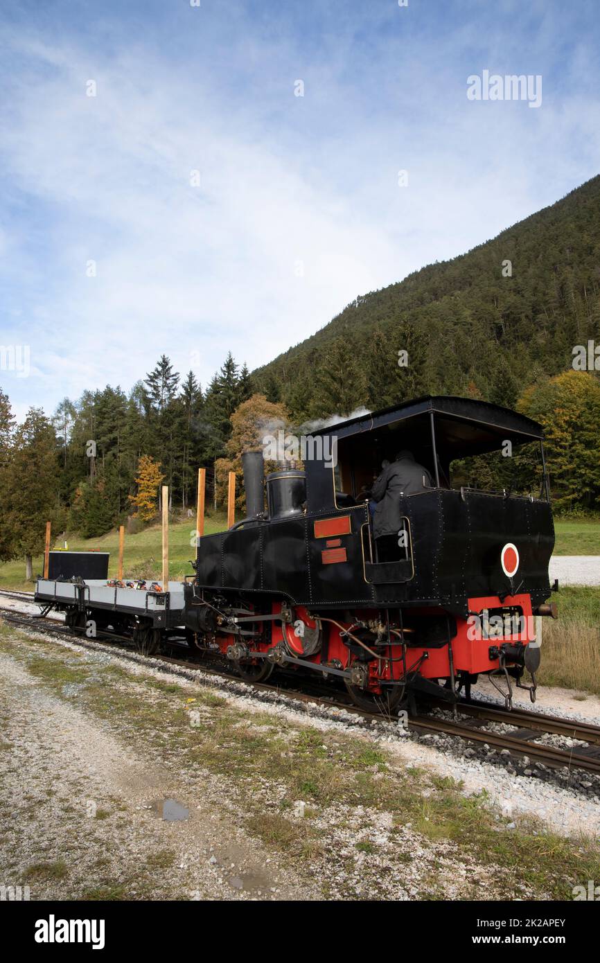 Historical steam locomotive, Achensee lake railroad, Tiro, Austria ...