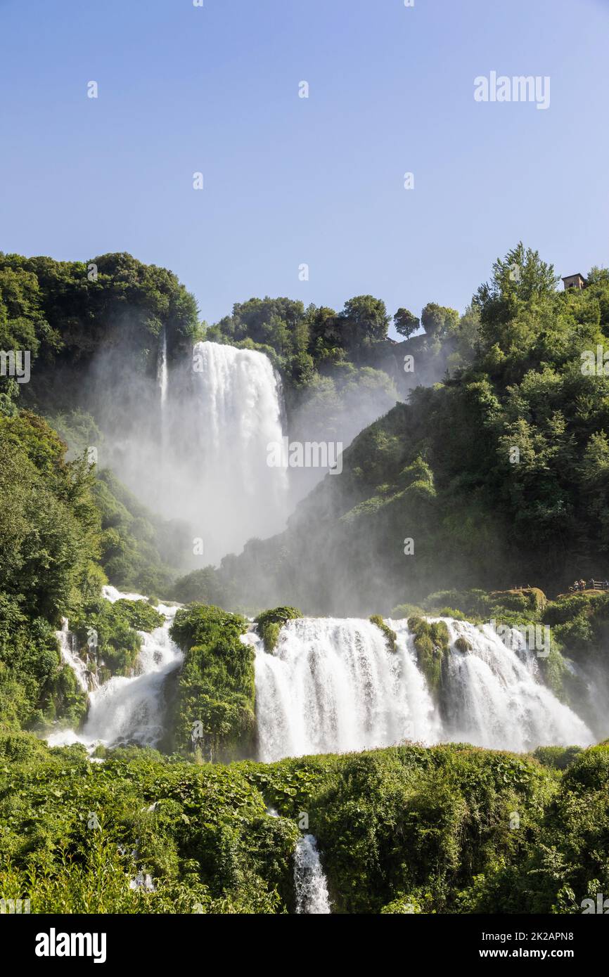 Marmore waterfall in Umbria region, Italy. Amazing cascade splashing ...