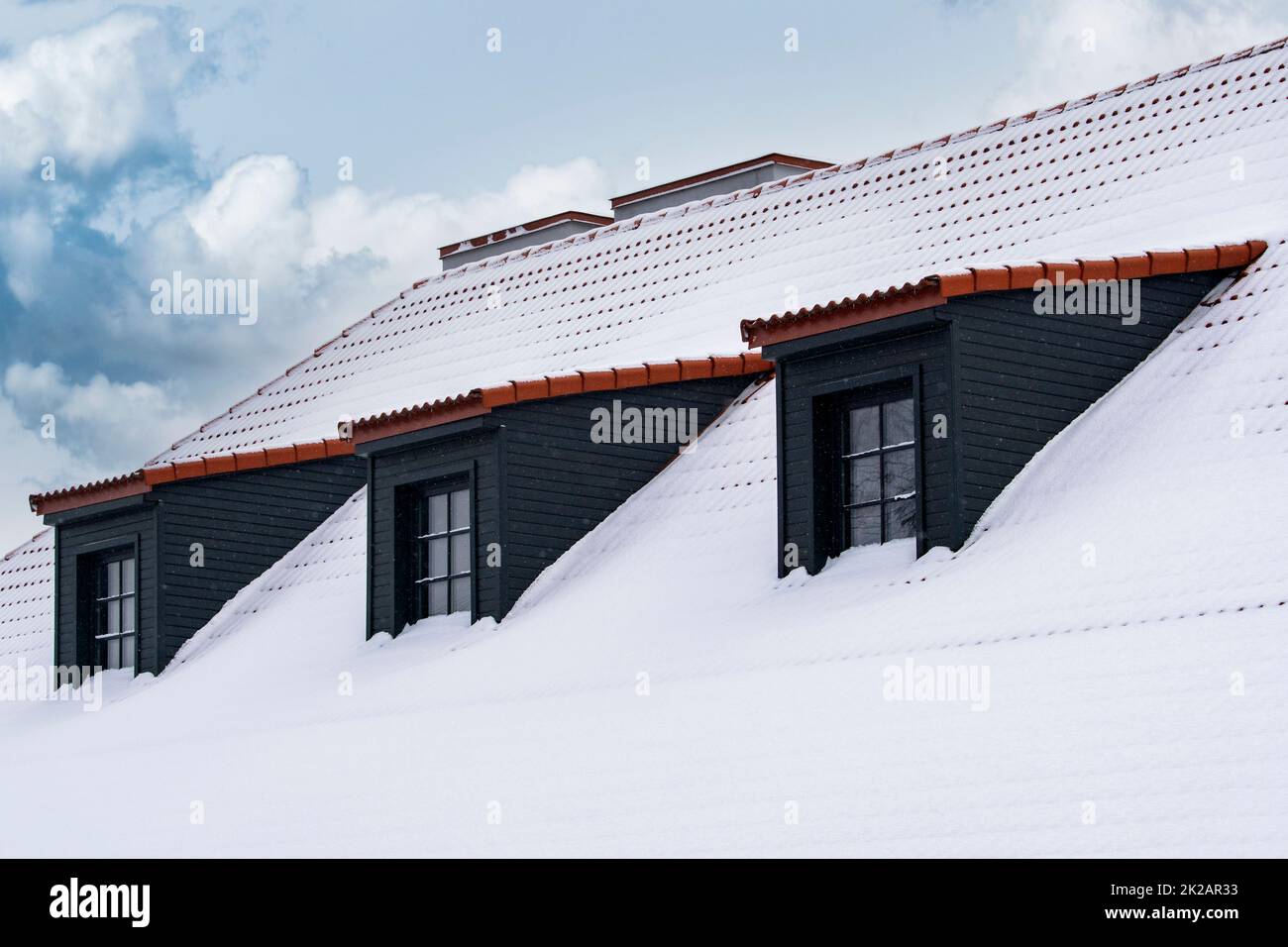 Row of dormers on a roof Stock Photo - Alamy