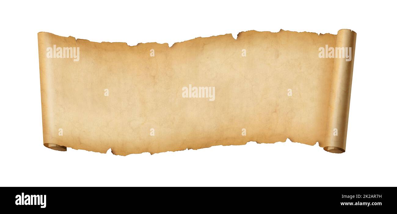 Old paper horizontal banner. Parchment scroll isolated on white Stock ...