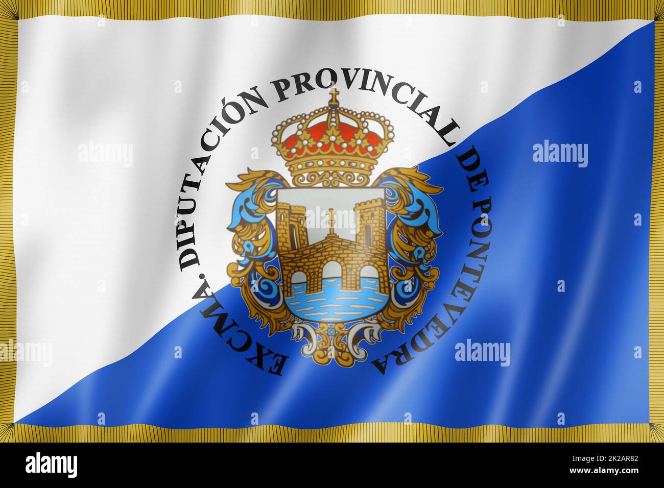 Pontevedra province flag, Spain Stock Photo - Alamy