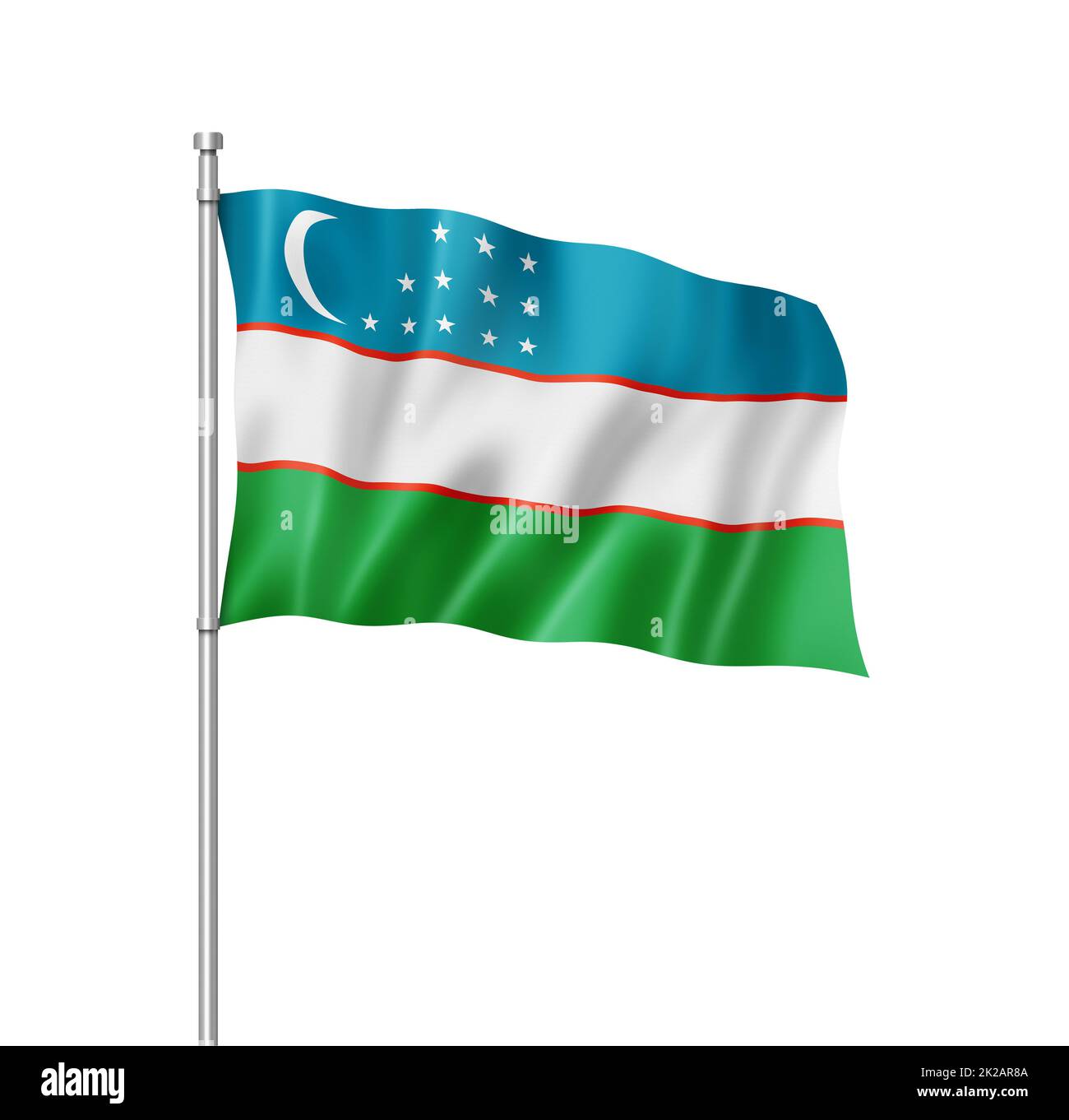 Uzbekistan flag on pole Cut Out Stock Images & Pictures - Alamy