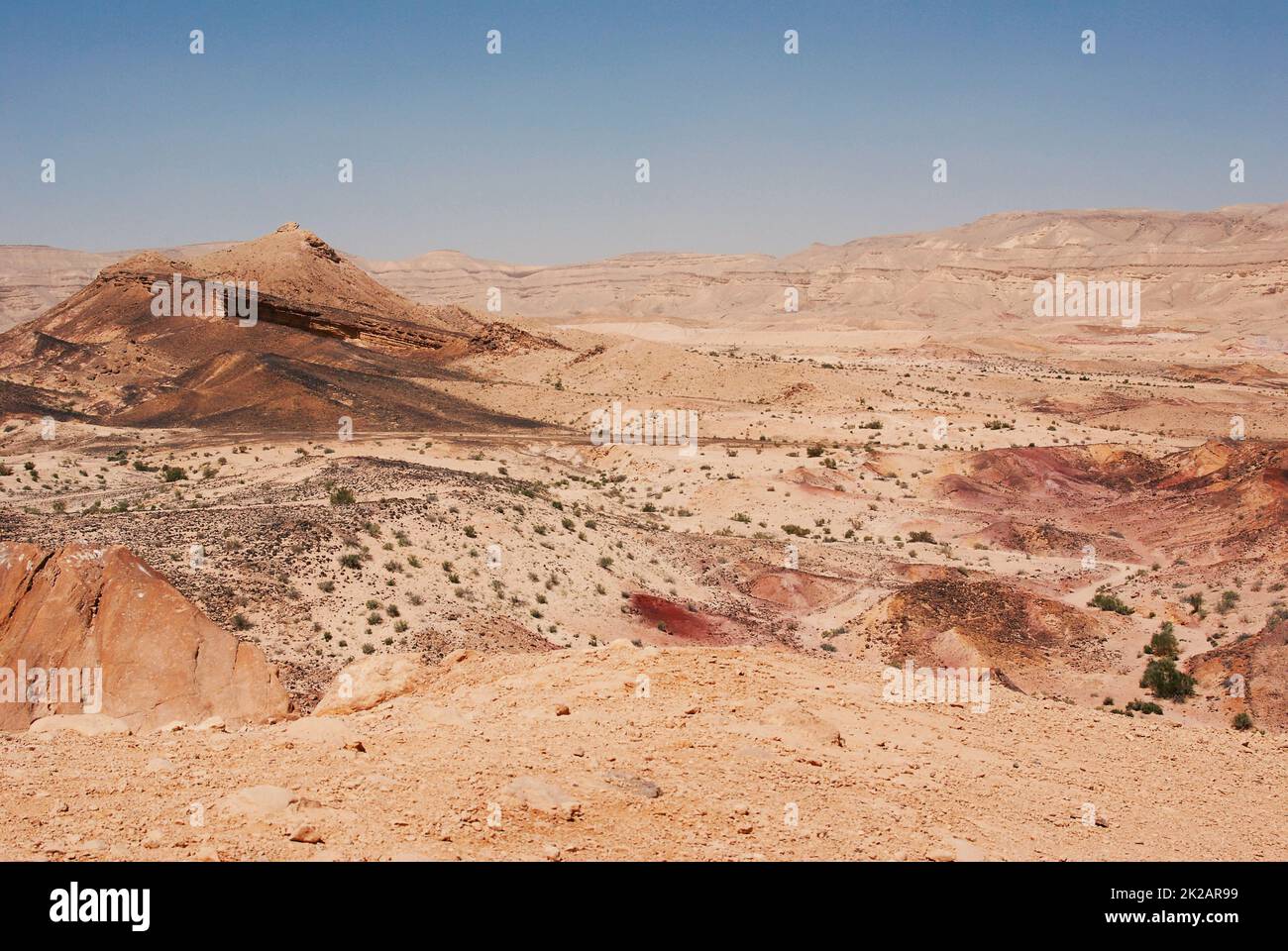 Midbar Yehuda hatichon reserve in the judean desert in Israel, mountain landscape, wadi near the ...